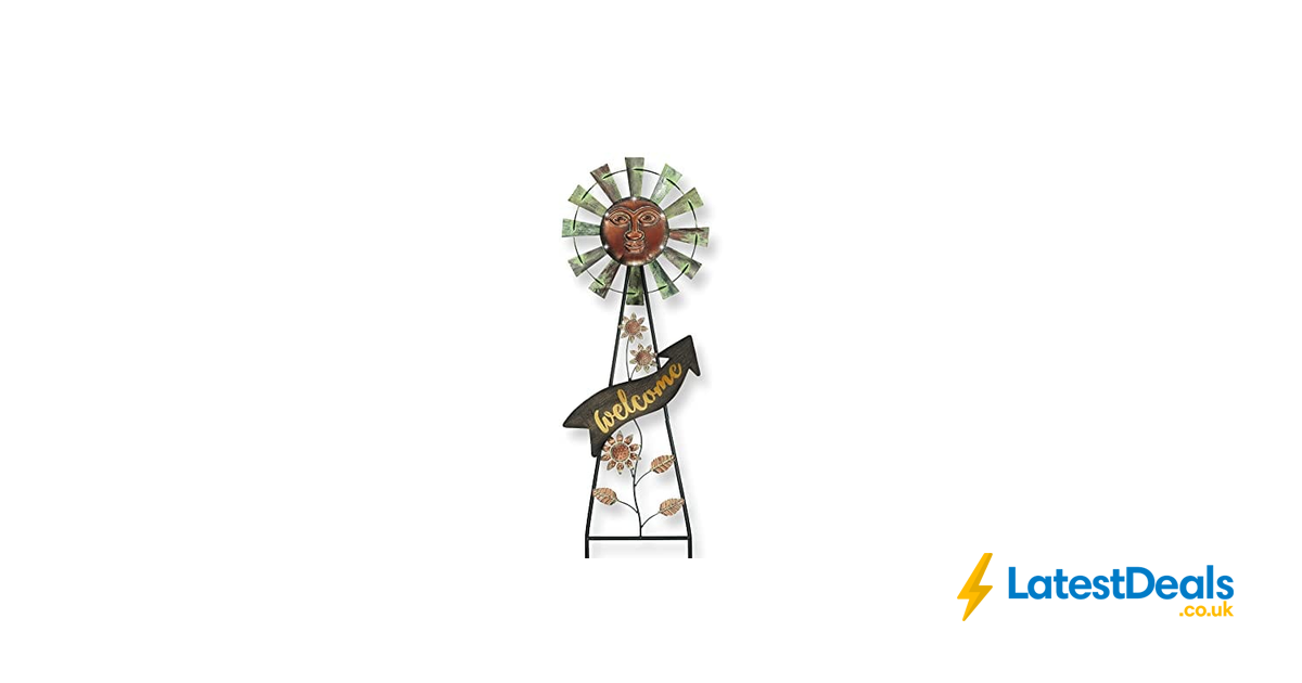 Solar Sun & Flower Metal Garden Lights with Wind Spinners, 36.6 Inch, £ ...