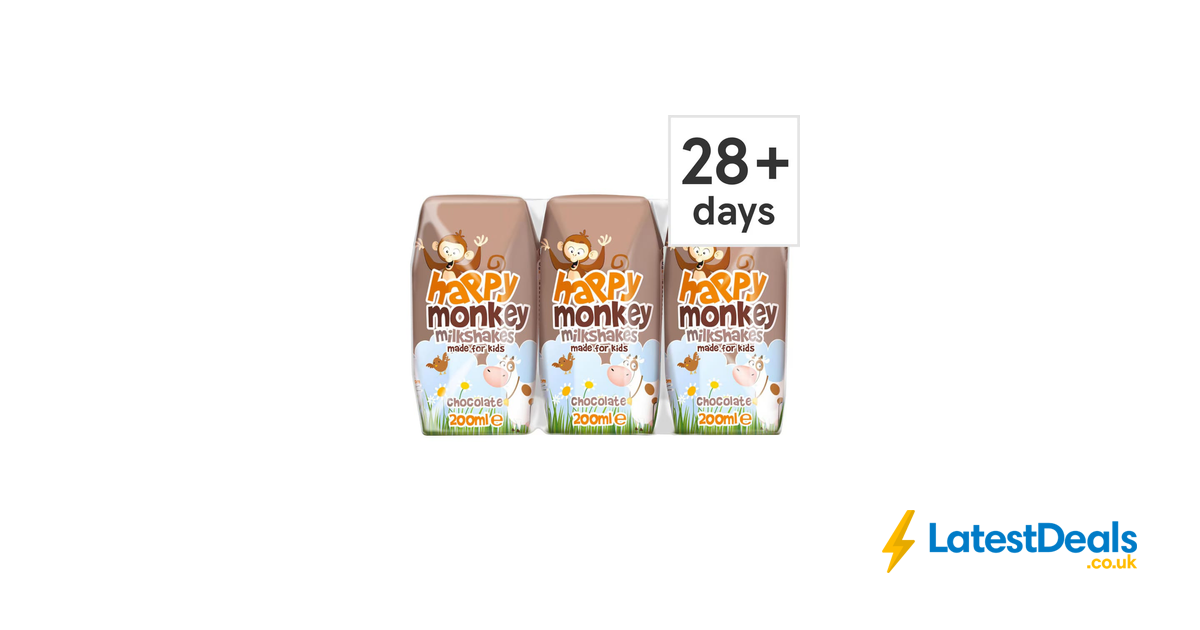 Happy Monkey Chocolate Milkshake 3X200ml - Clubcard Price, £1 at Tesco