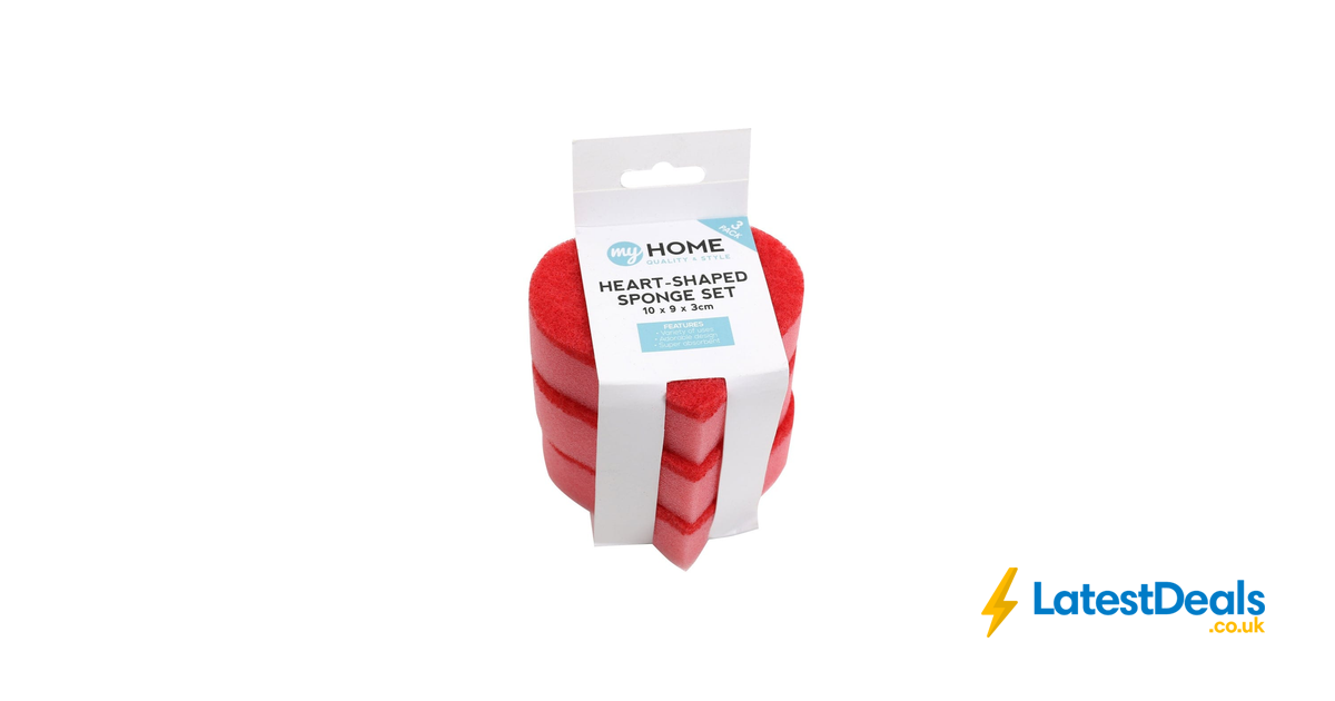 My Home Heart Shaped Sponge 3 Pack, £1 at Wilko
