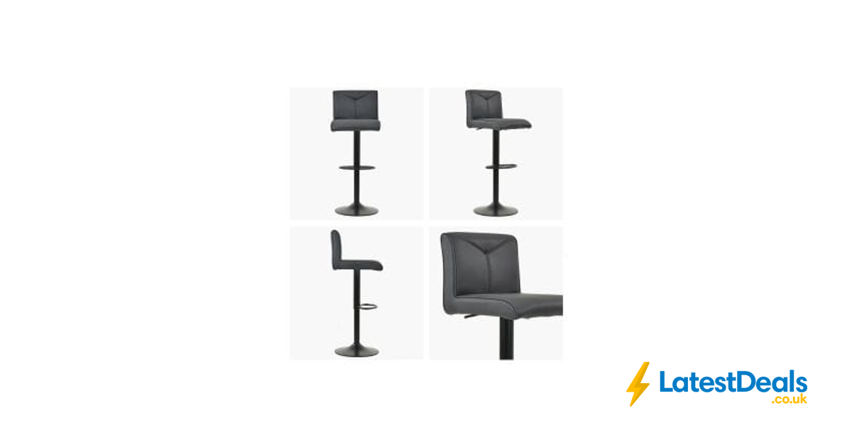 Tokyo Dark Grey Faux Leather Black Base Breakfast Stool, £39.99 at ...