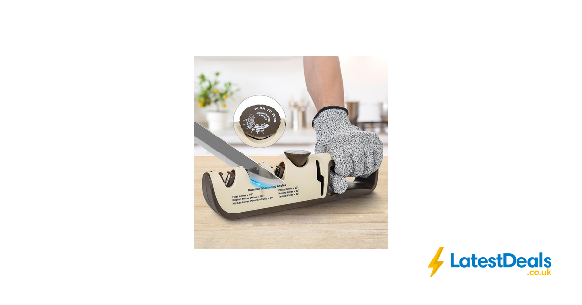 4-in-1 Adjustable Manual Knife and Scissors Sharpener with Glove, £8.99 ...
