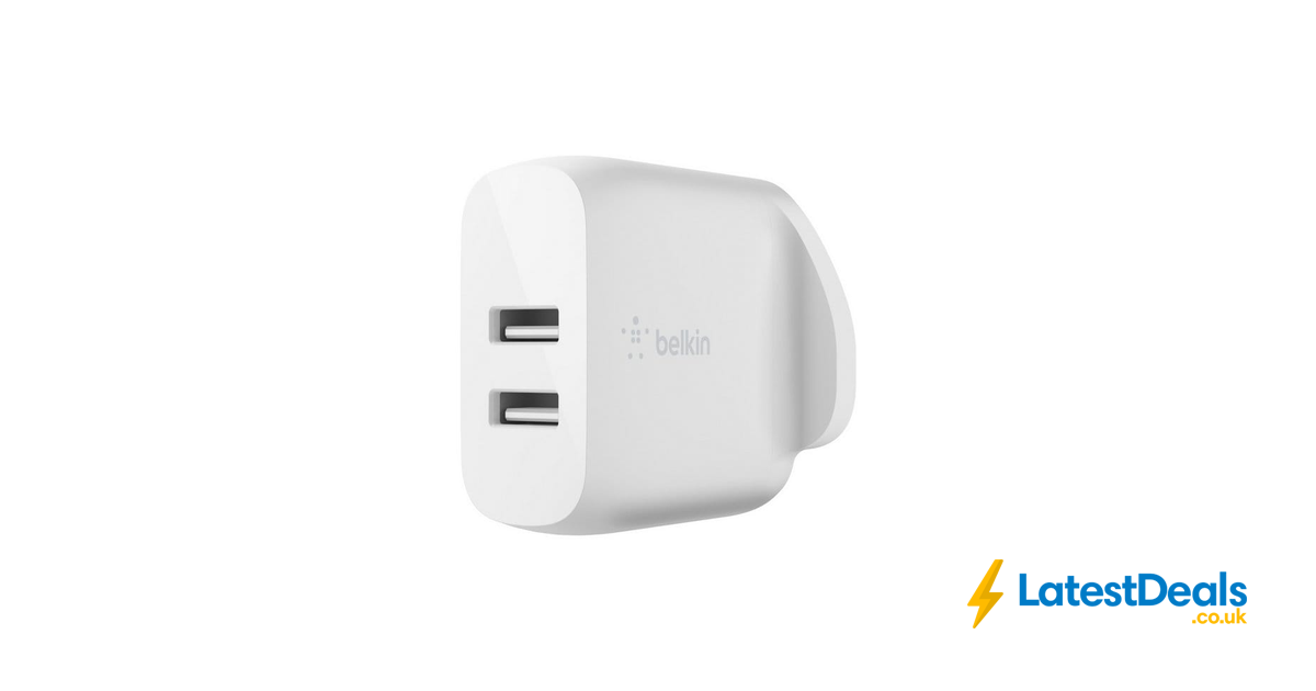 Belkin 24W Dual USB-a Wall Charger - White, £12.99 at Argos