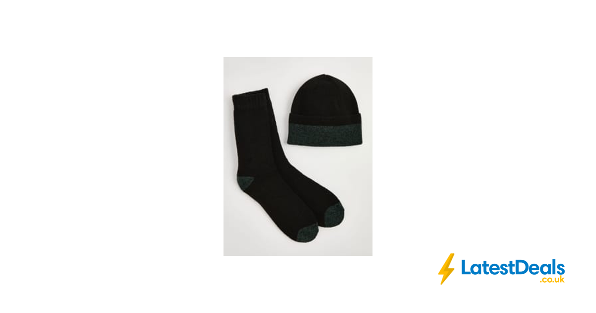 Black Knitted Beanie Hat and Socks Set, £3 at ASDA
