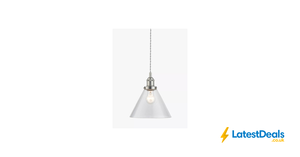 John Lewis Glass Cone Ceiling Light, Clear/Pewter, £35 at John Lewis