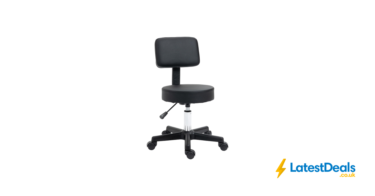 HOMCOM Black Salon Chair with Adjustable Height and Wheels, £44.99 at ...