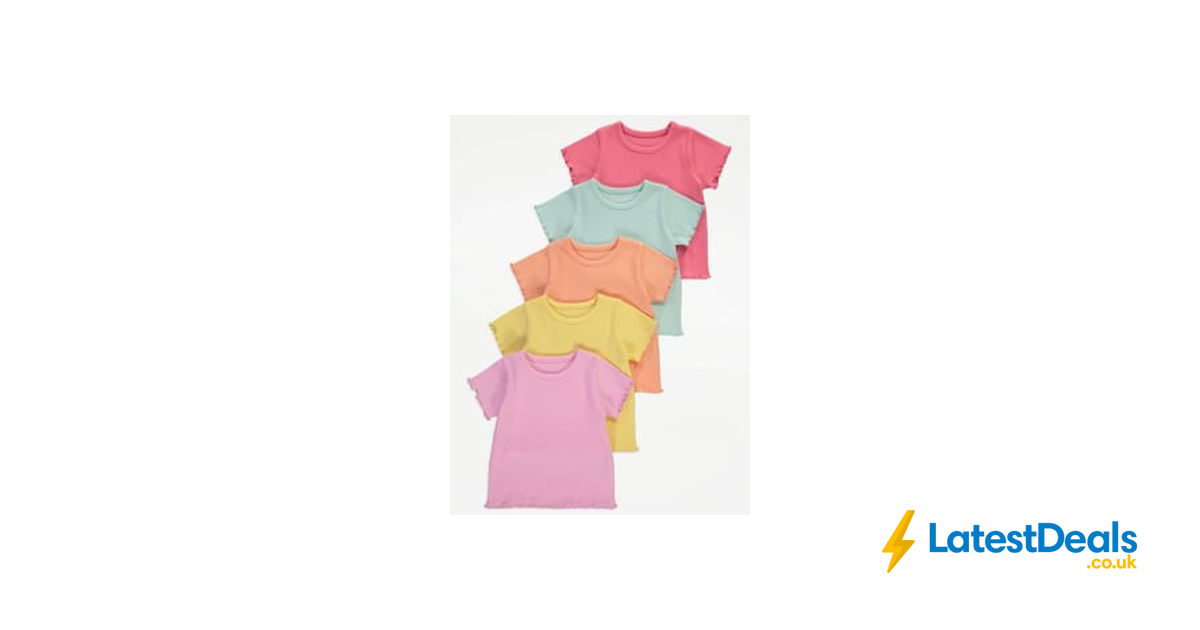 Bright Ribbed T-Shirts 5 Pack, £3 at ASDA