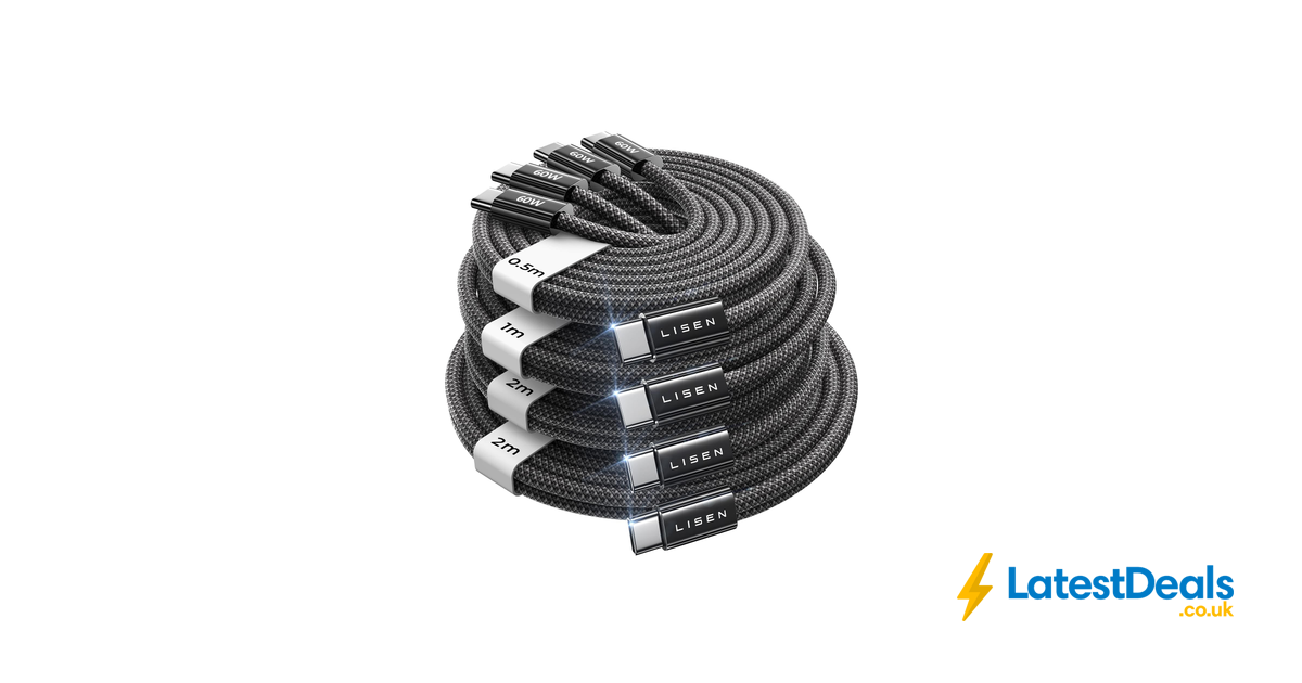 LISEN USB C to C Charger Cable [60W, 4-Pack], £7.19 at Amazon