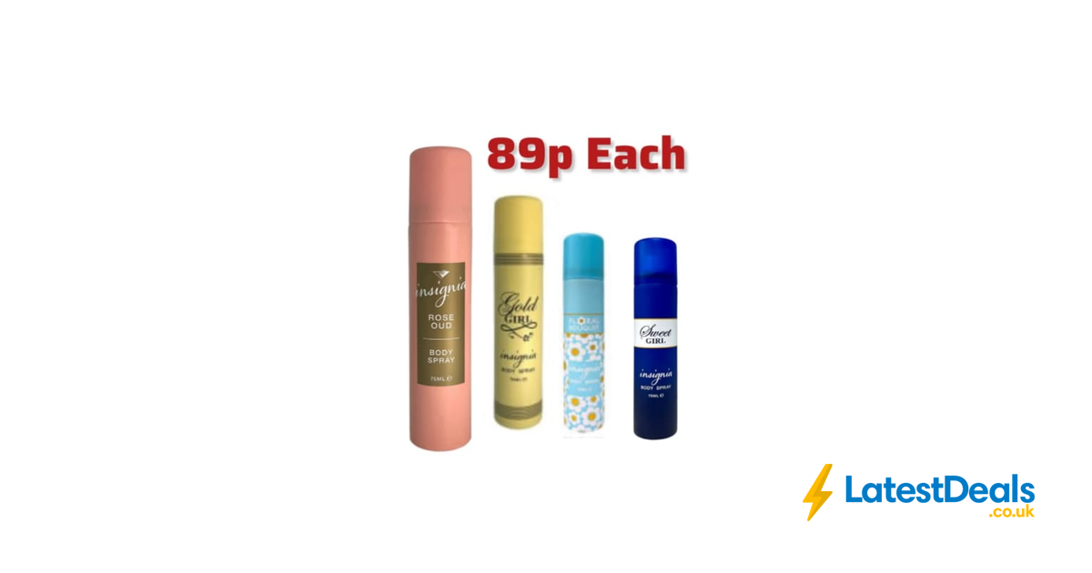 Insignia Body Spray Rose Oud,Gold girl,Bouquet,Sweet Girl 75ml Each, £0 ...