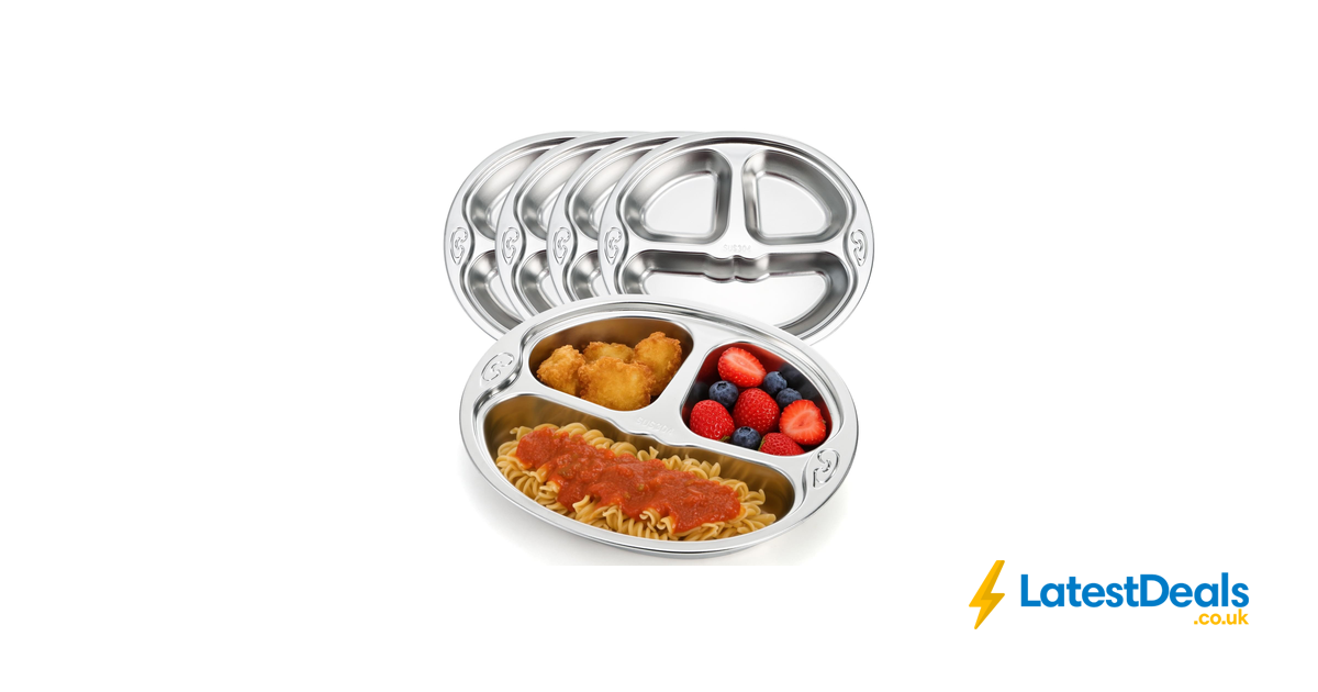 SOUJOY 4 Pack Stainless Steel Monkey Shape Divided Plates, £9.99 at Amazon