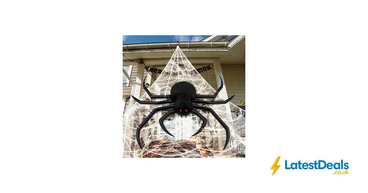 40'' Inflatable Spider & Giant 200'' Web Halloween Decoration, £5.52 at ...