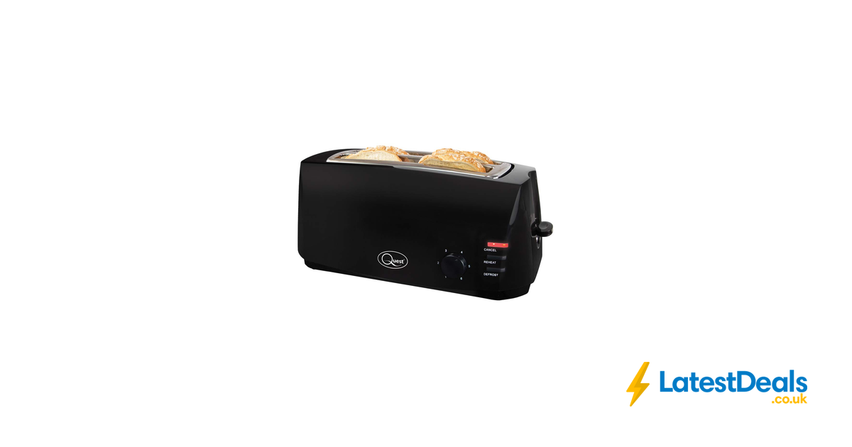Quest 4 Slice Toaster Black - Extra Wide Slots, 6 Settings, £22.99 at ...