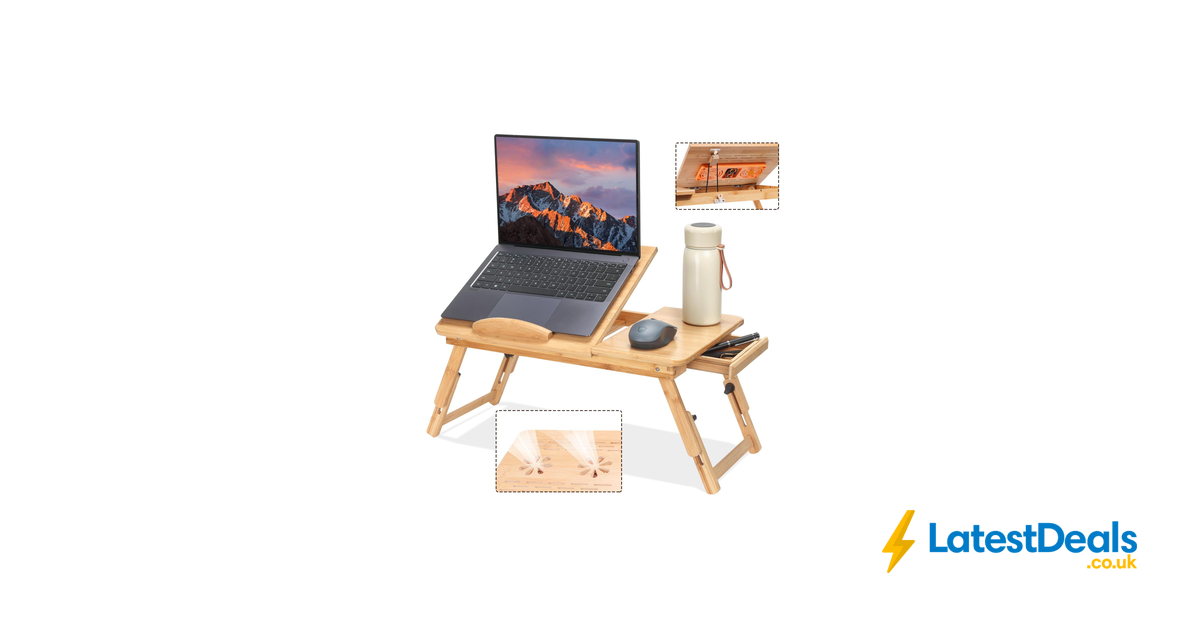 Adjustable Bamboo Laptop Desk with Cooling Fan,, £19.99 at Amazon