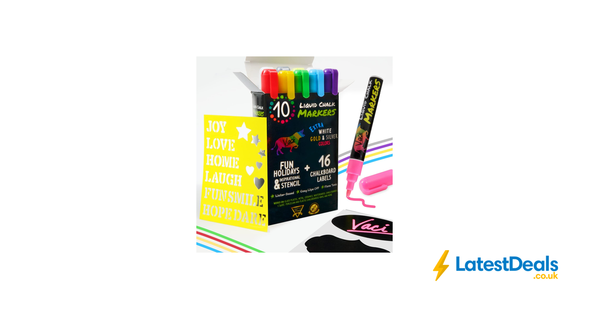 Vaci Neon Liquid Chalk Markers - 10 Pack Erasable with Reversible Tip ...