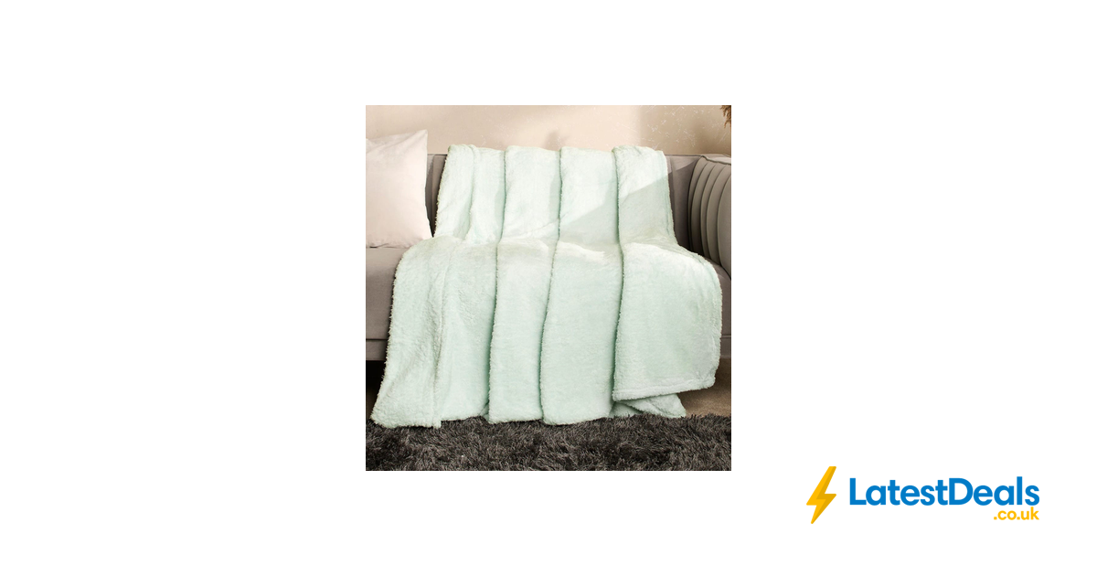 Duck Egg Blue Teddy Fleece Throw - 150 X 200cm, £3 at OnlineHomeShop