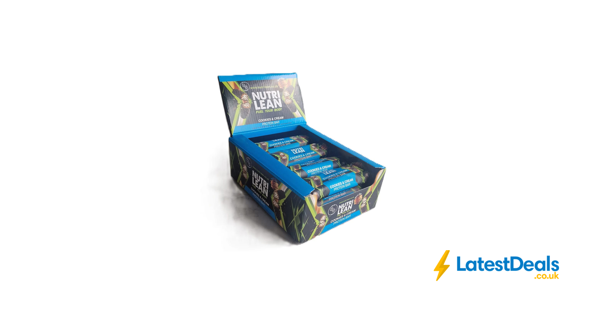 Nutrilean Cookies & Cream Protein Bar 60g - Case of 12, £8.99 at ...