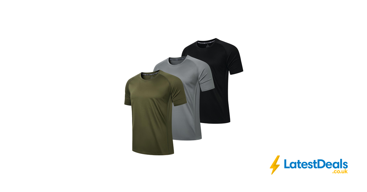 LUWELL PRO Men's Quick Dry Sport Shirts 3 Pack (Black Grey Green), £11. ...