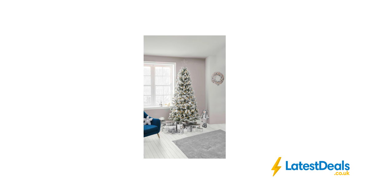 7ft Flocked Snow Effect Spruce Fir Tree Artificial Christmas Tree Xmas ...