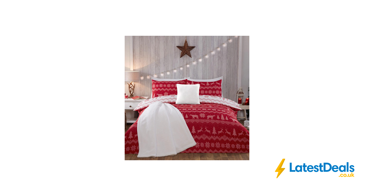 Fairisle Red Super Soft Reversible Duvet Set, £10 at Julian Charles