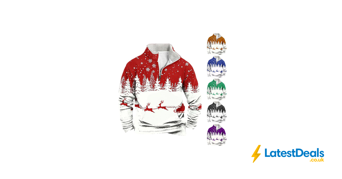 Men's Christmas 3D Print Funny Ugly Fleece Pullover S-4XL, £11.99 at Amazon
