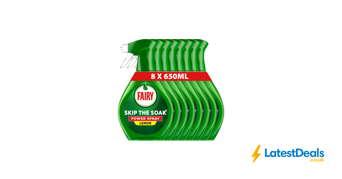 Fairy Dish Power Spray, Lemon, 8x650ml, Grease Remover, £27.20 at Amazon