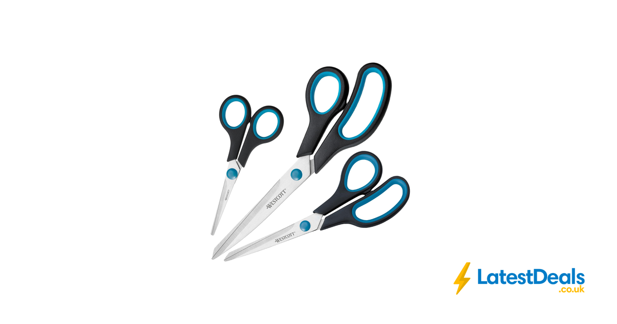 Westcott Easy Grip Scissors, Set of 3, Black, Durable Blades, £4.79 at ...