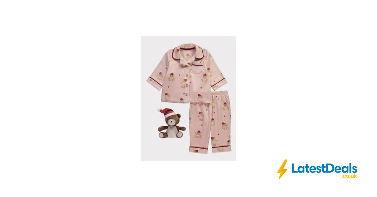 Christmas Santa Teddy Bear Fleece Pyjamas Toy, £5 at ASDA