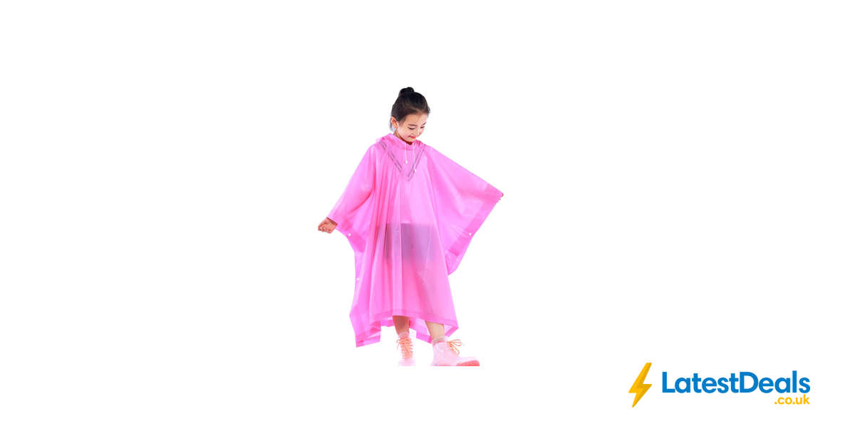 Kids Reusable Waterproof Rain Poncho with Hood (Rose Red), £3.19 at Amazon