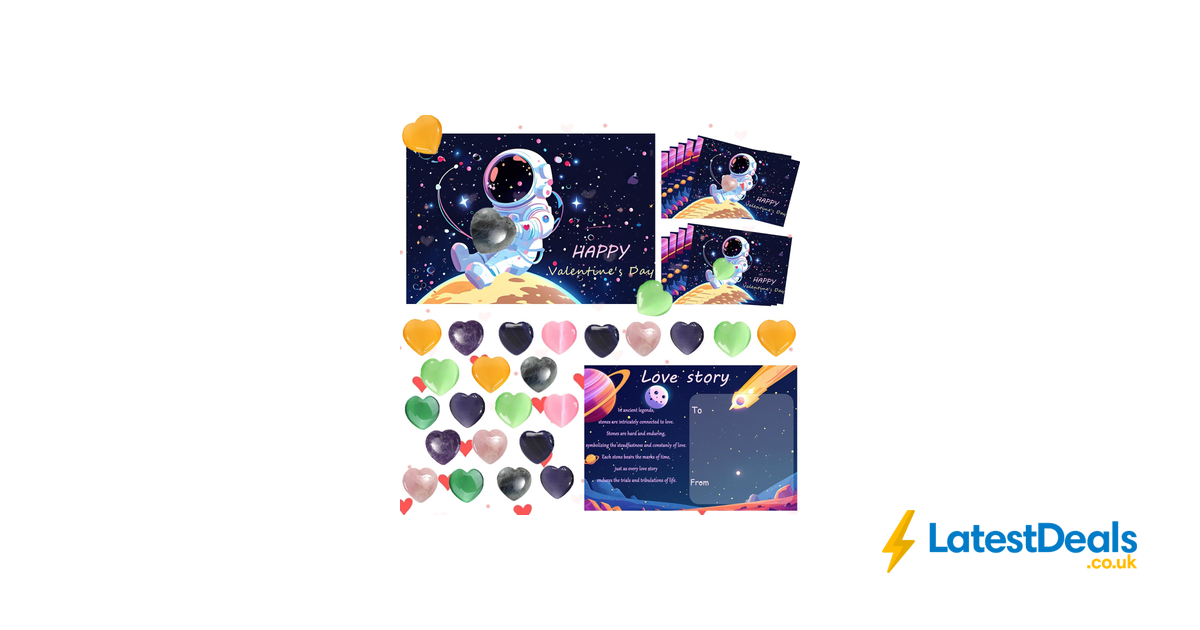 Astronaut Valentine's Day Card Set with Heart Crystals for Kids, £1.99 ...