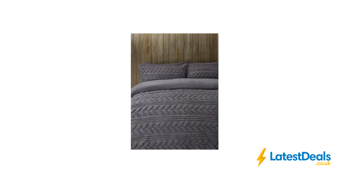 Cable Knit Teddy Duvet - Single, £10 at ASDA
